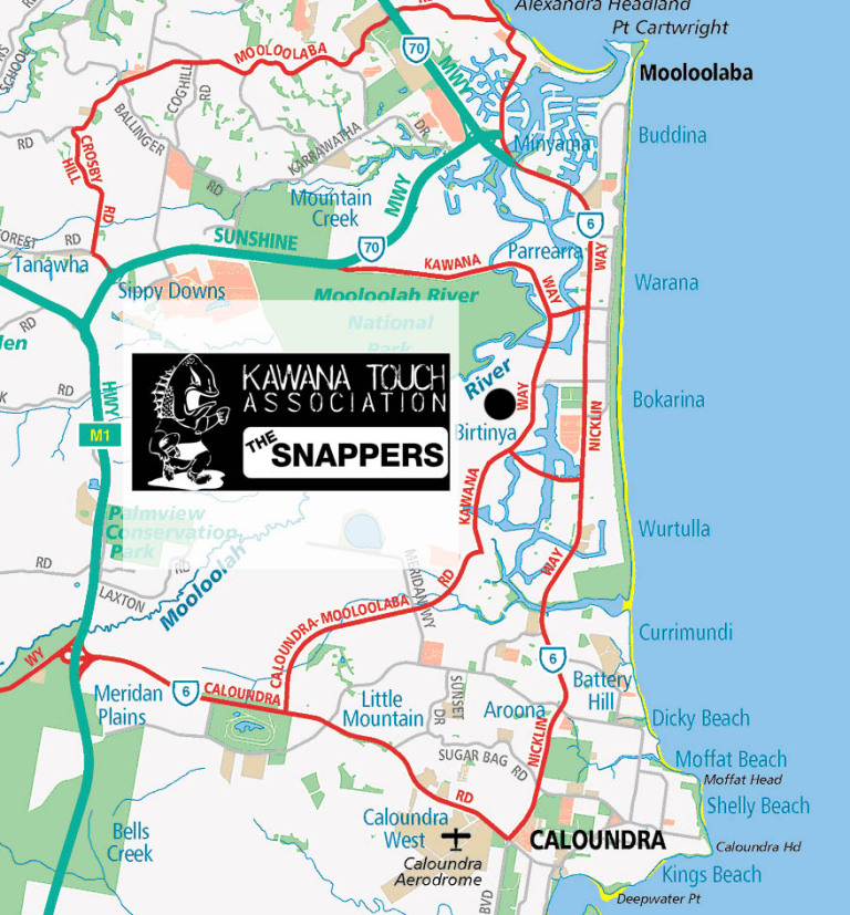 Map of Kawana Region - Kawana Touch Association - SportsTG